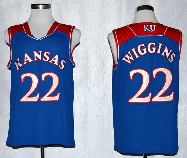 Andrew Wiggins Jersey #22 Kansas Jayhawks NCAA Basketball Royal Blue ...