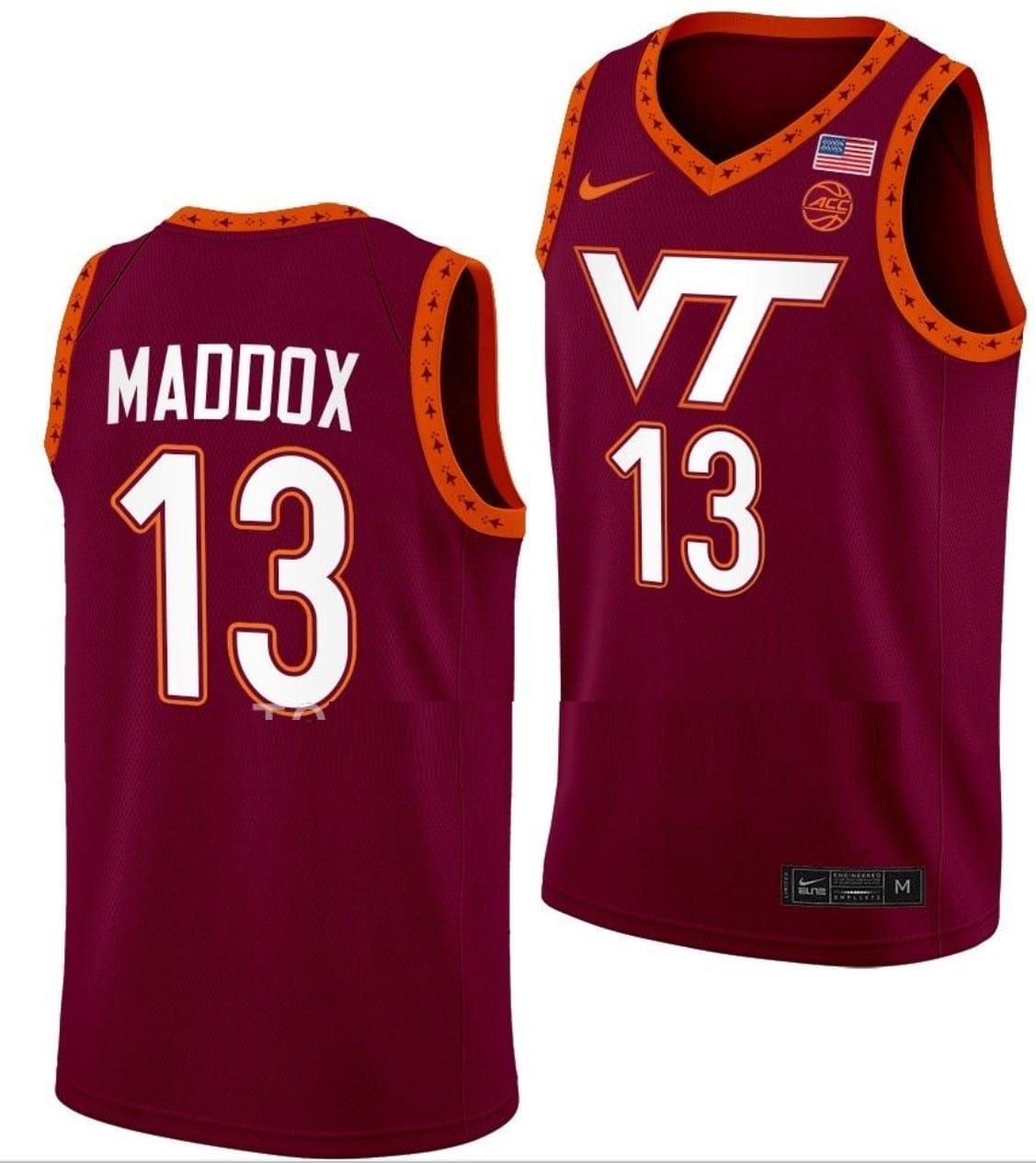 Dairus Maddox Jersey #13 Virginia Tech Hokies College Basketball ...