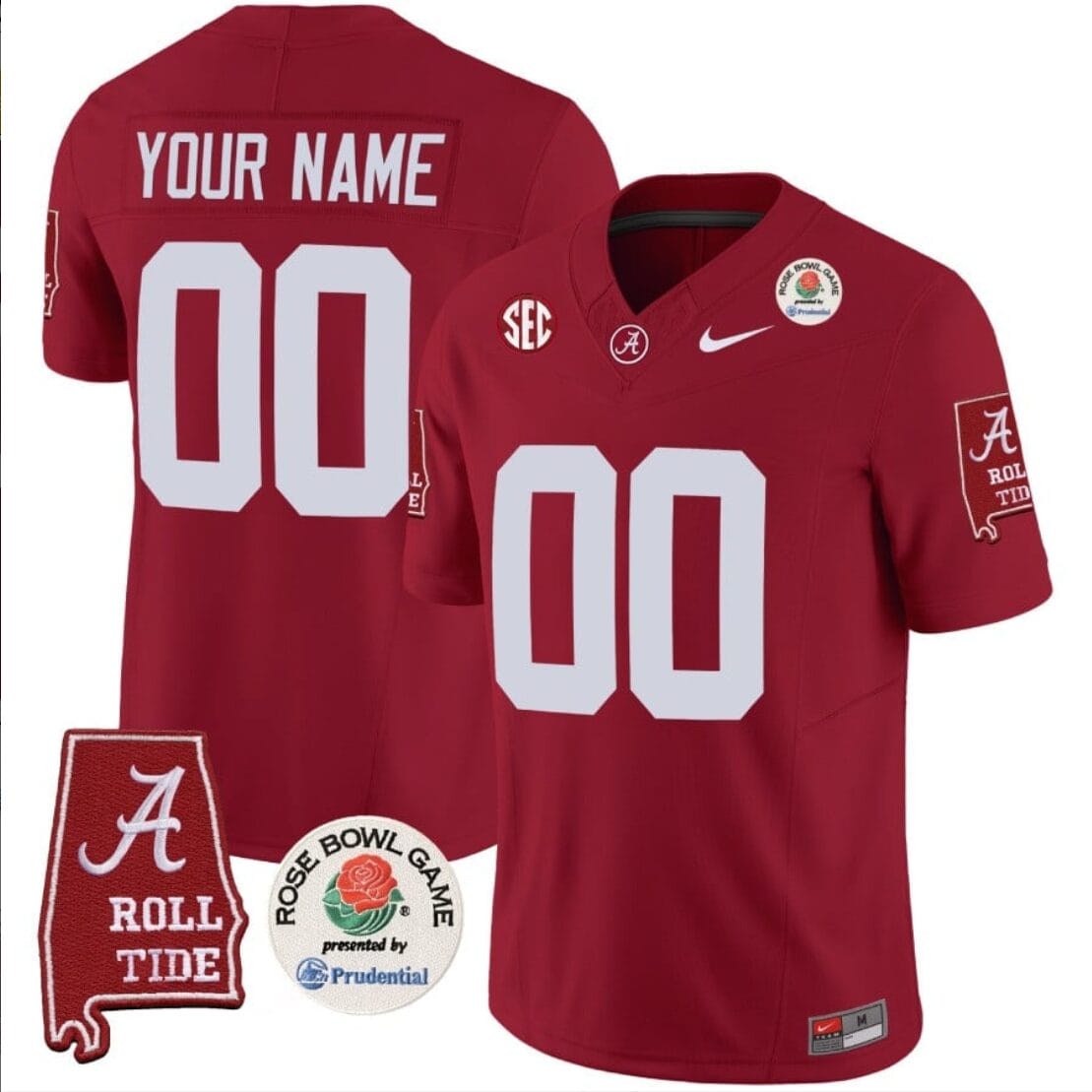 Custom Alabama Crimson Jersey Name and Number Rose Bowl Patch Football ...